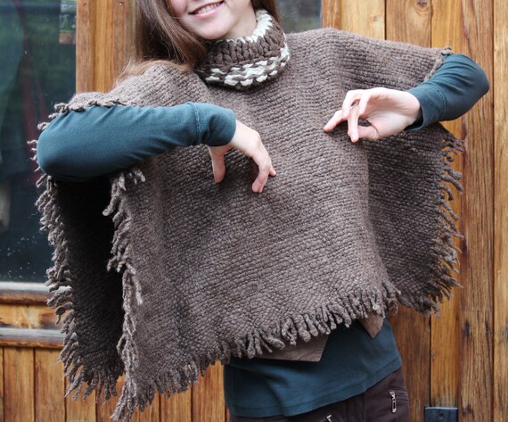 Vintage merino wool poncho Little size head Made in U… - Gem