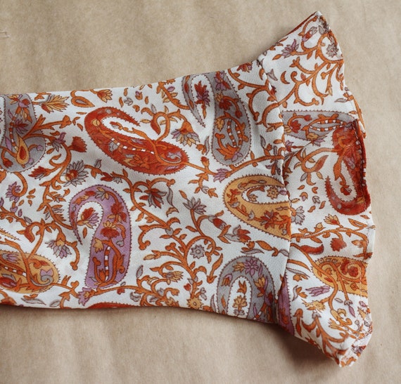 Vintage orange paisley blouse Size S Rustic shirt 3/4… - Gem