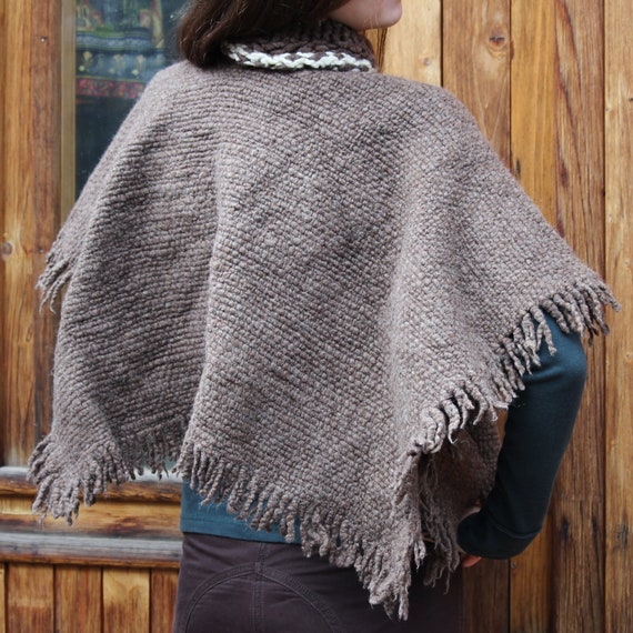 Vintage merino wool poncho Little size head Made in U… - Gem