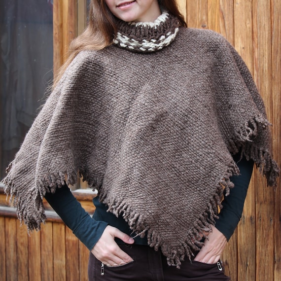 Vintage merino wool poncho Little size head Made in U… - Gem