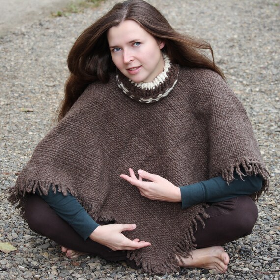 Vintage merino wool poncho Little size head Made in U… - Gem