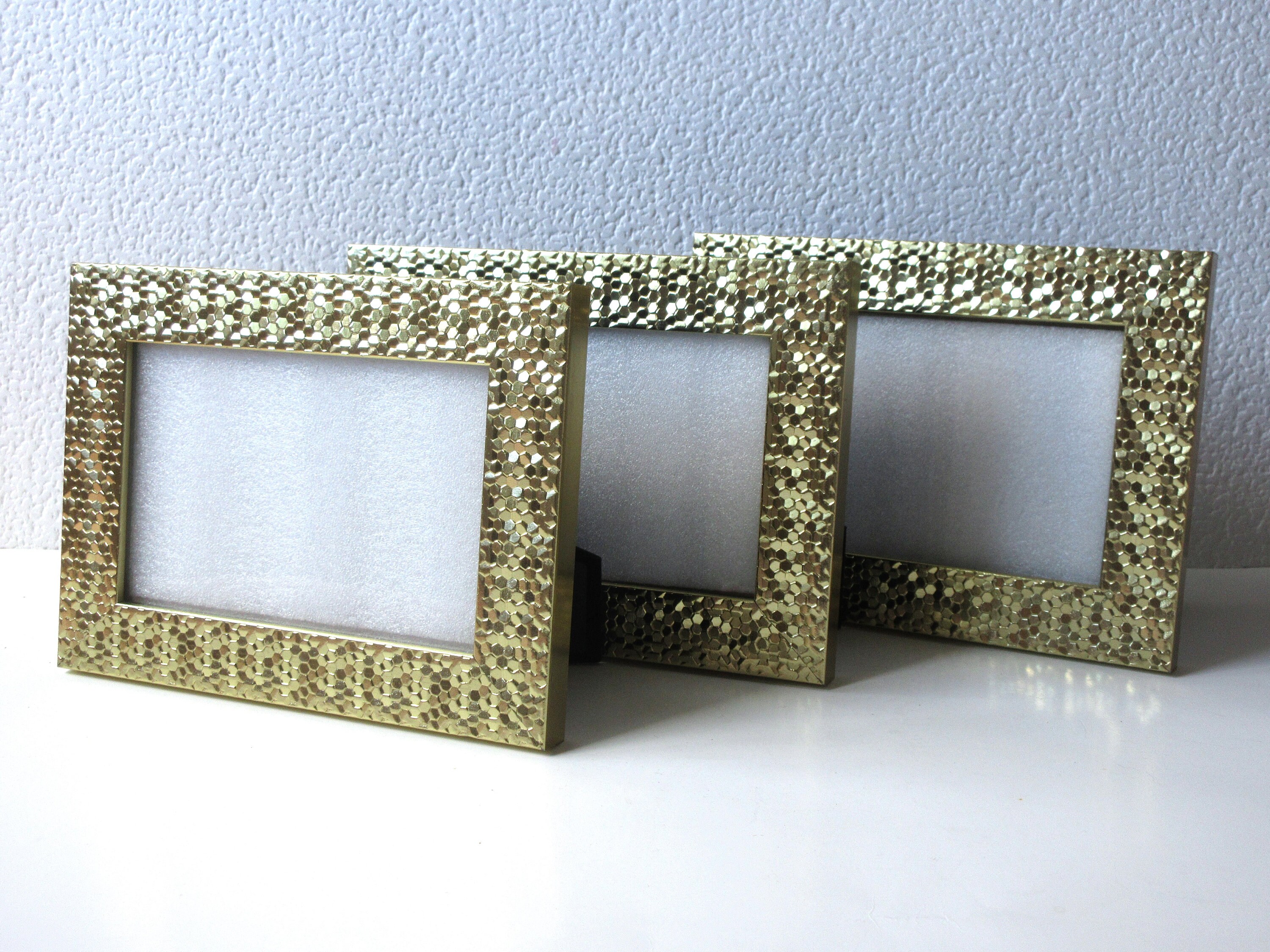 Metal Gold Color Photo Frame, Set of Three 4 X 6 Frames With Glass ...
