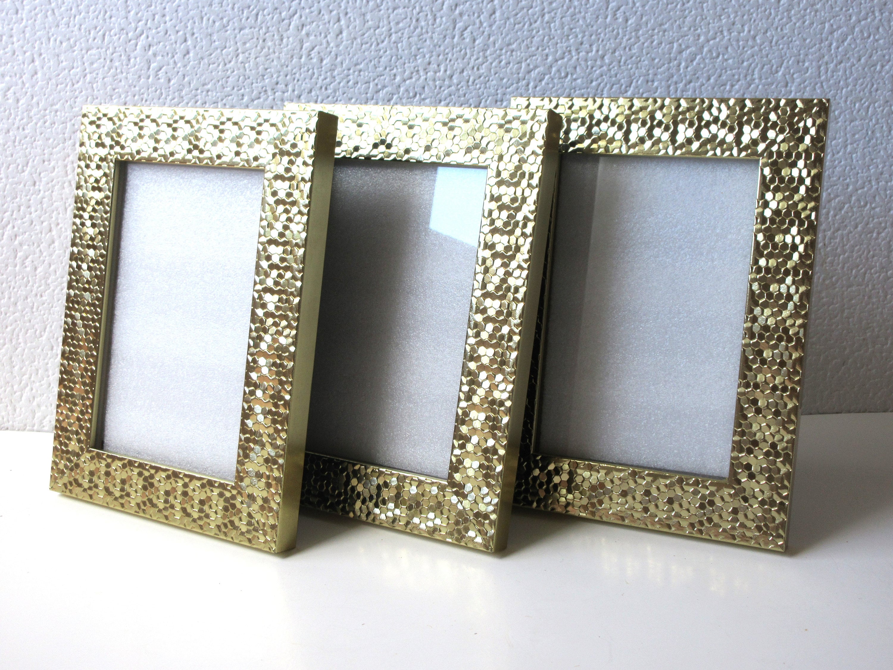 Metal Gold Color Photo Frame, Set of Three 4 X 6 Frames With Glass ...