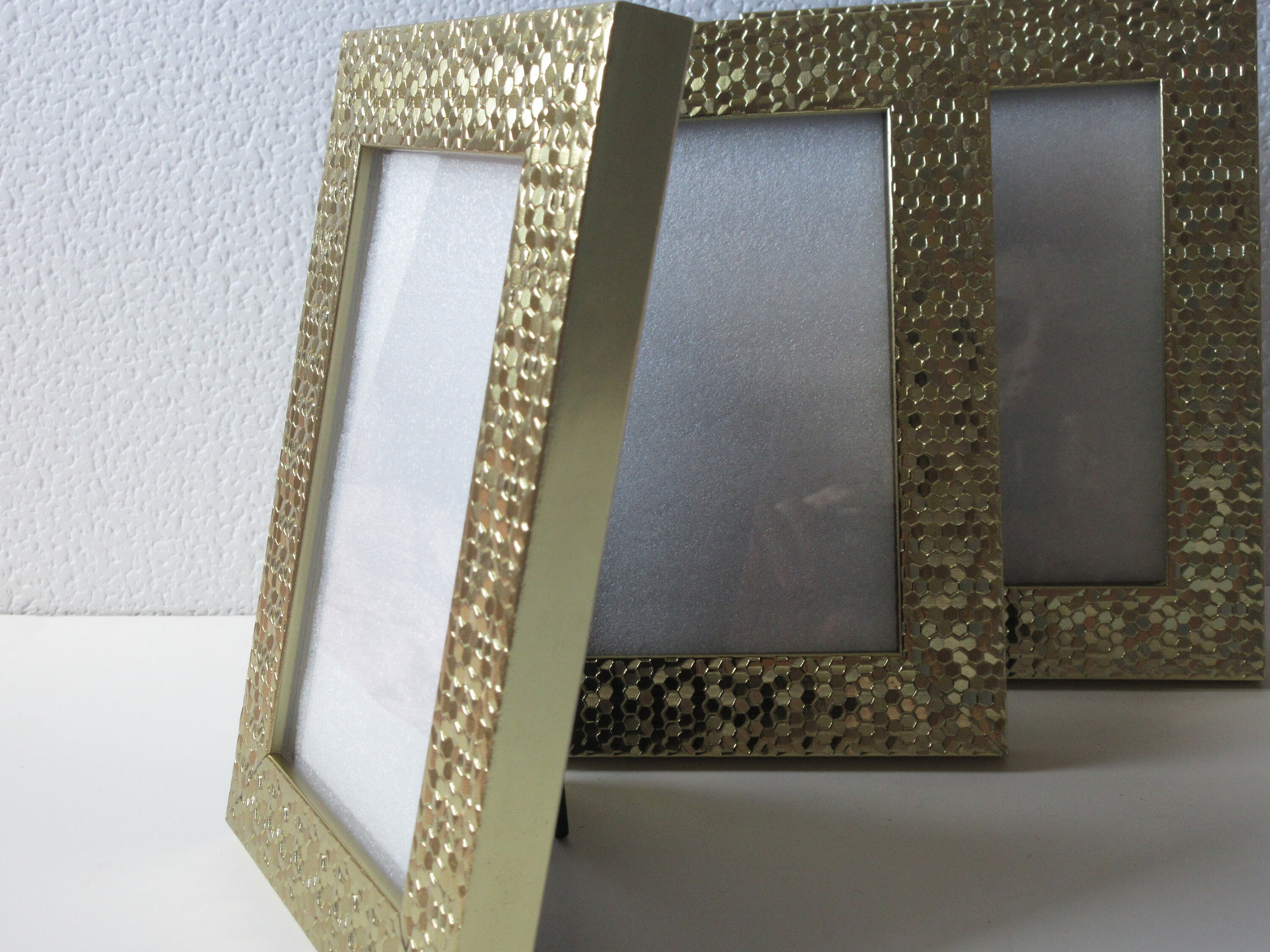 Metal Gold Color Photo Frame, Set of Three 4 X 6 Frames With Glass ...