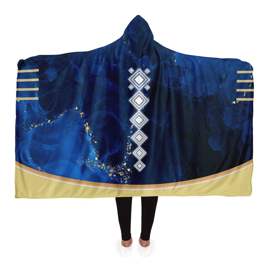 Blue & Gold Hooded Sherpa Cape – Abyss-inspired Sky Cape Blanket - Etsy