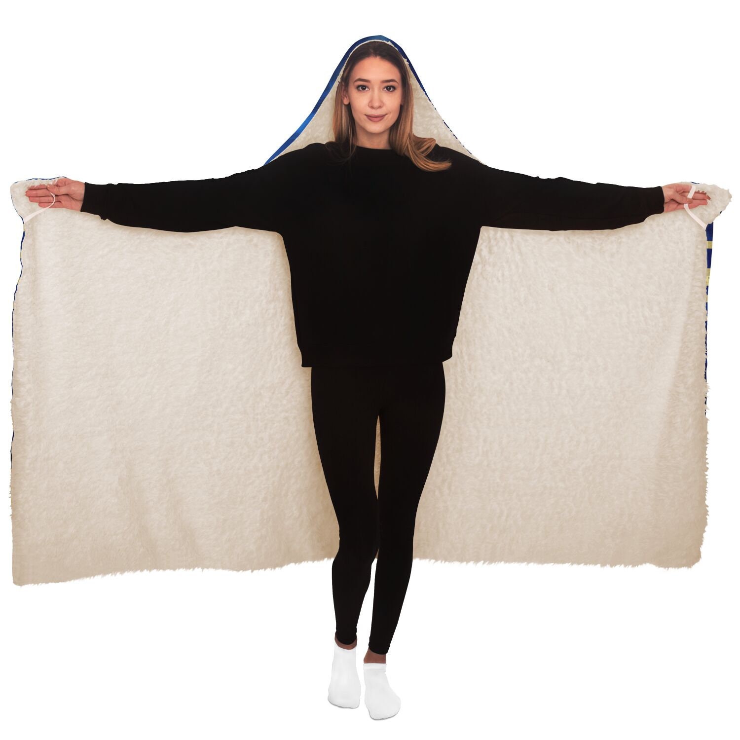 Blue & Gold Hooded Sherpa Cape – Abyss-inspired Sky Cape Blanket - Etsy