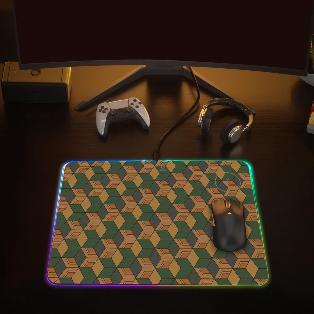 Fox Mask Warrior RGB Light-up Mouse Pad & Wireless Charger – Aesthetic ...