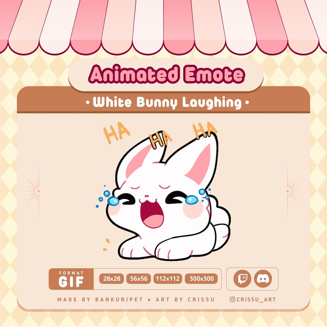 Animated White Bunny Laughing Emote / Lol Bunny / Emote Laugh / Twitch ...