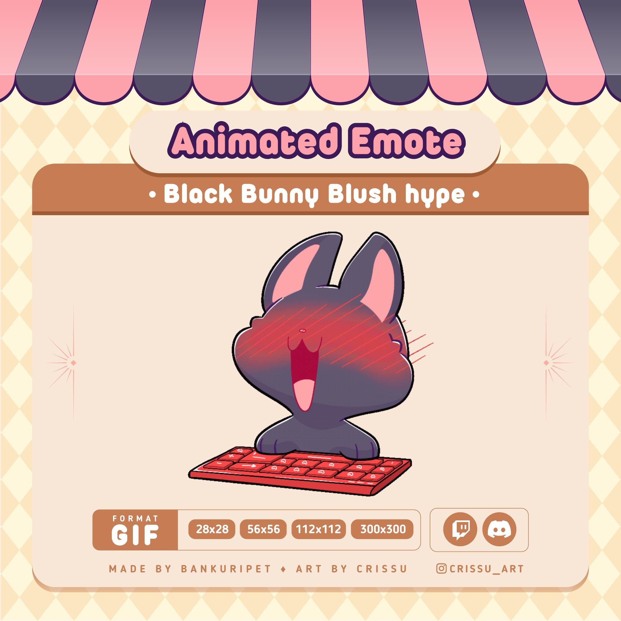 Animated Black Bunny Blush Hype Emote / Hype Bunny / Blushing Bunny ...