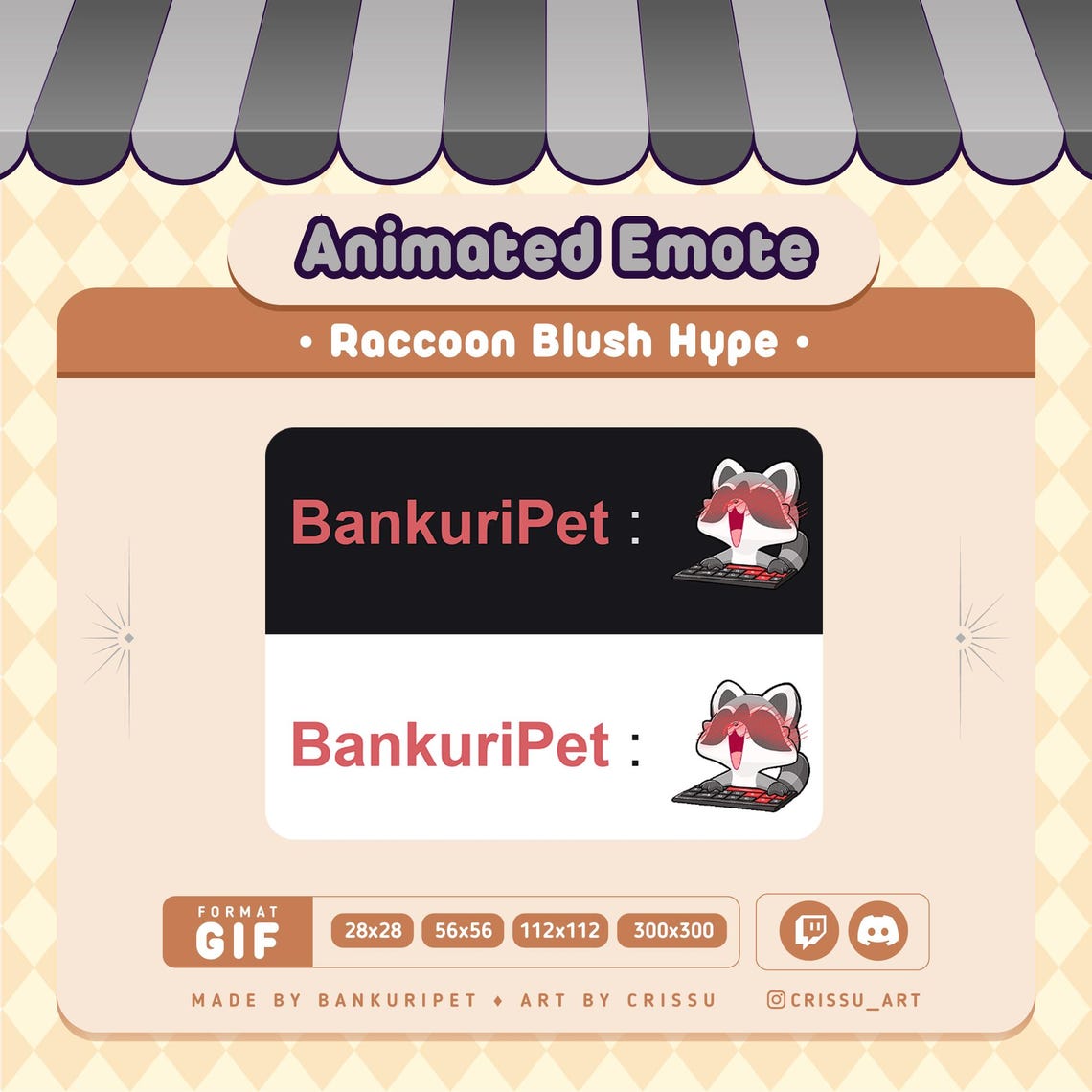 Animated Raccoon Blush Hype Emote / Hype Raccoon / Blushing Raccoon ...