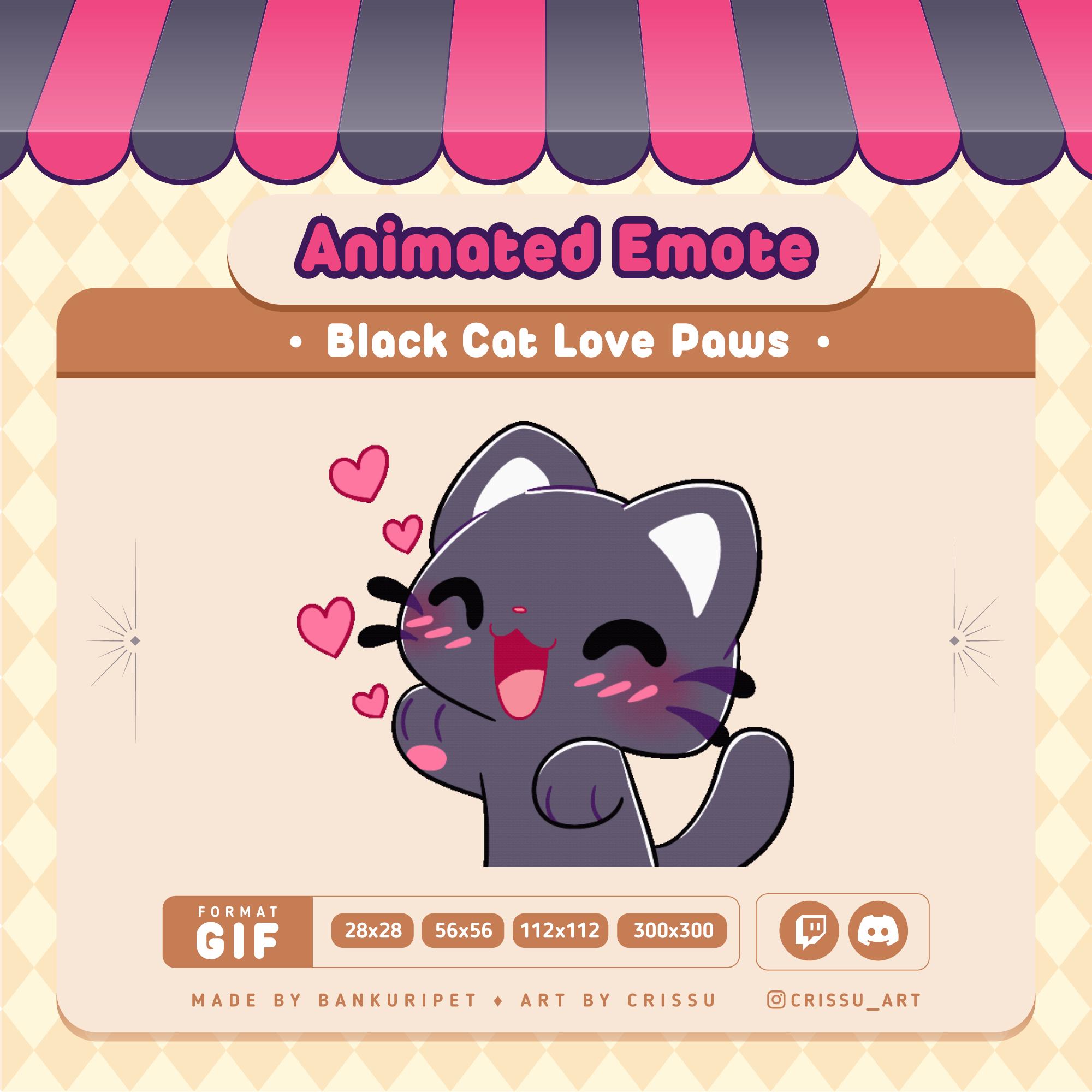 Animated Black Cat Love Paws Emote / Love Cat / Paws Cat / Twitch ...
