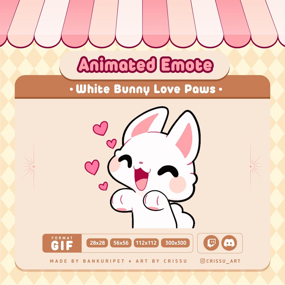 Animated White Bunny Love Paws Emote / Love Cute Bunny / Paws Bunny ...