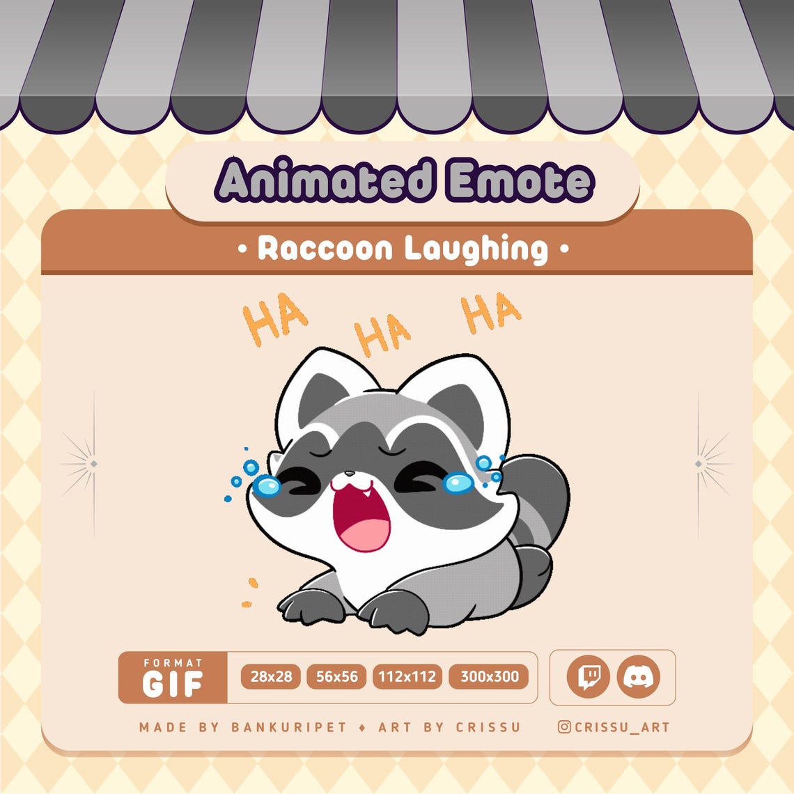 Animated Raccoon Laughing Emote / Lol Raccoon / Laugh Emote / Funny ...