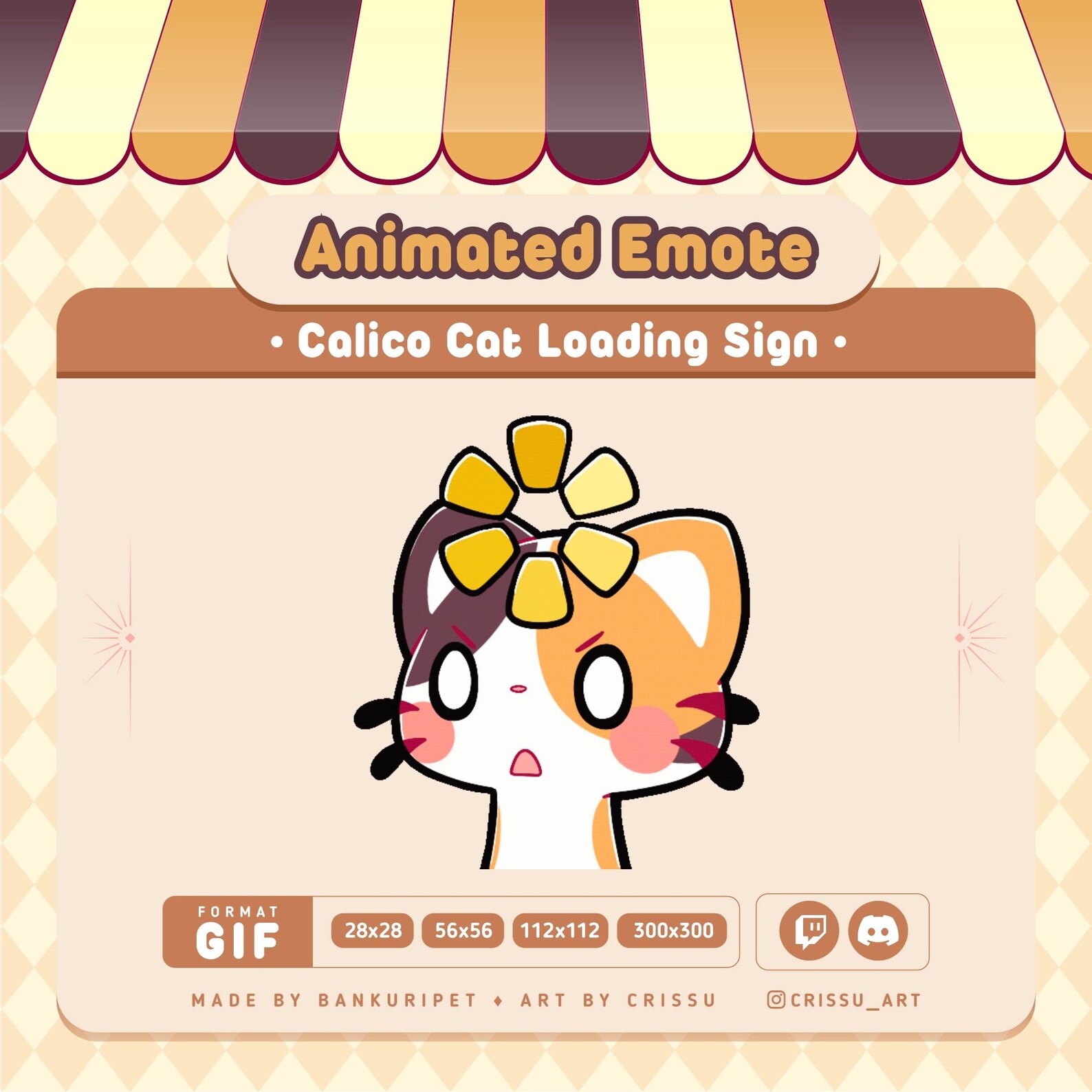 Animated Calico Cat Loading Sign Emote / Confused Cat / Twitch ...