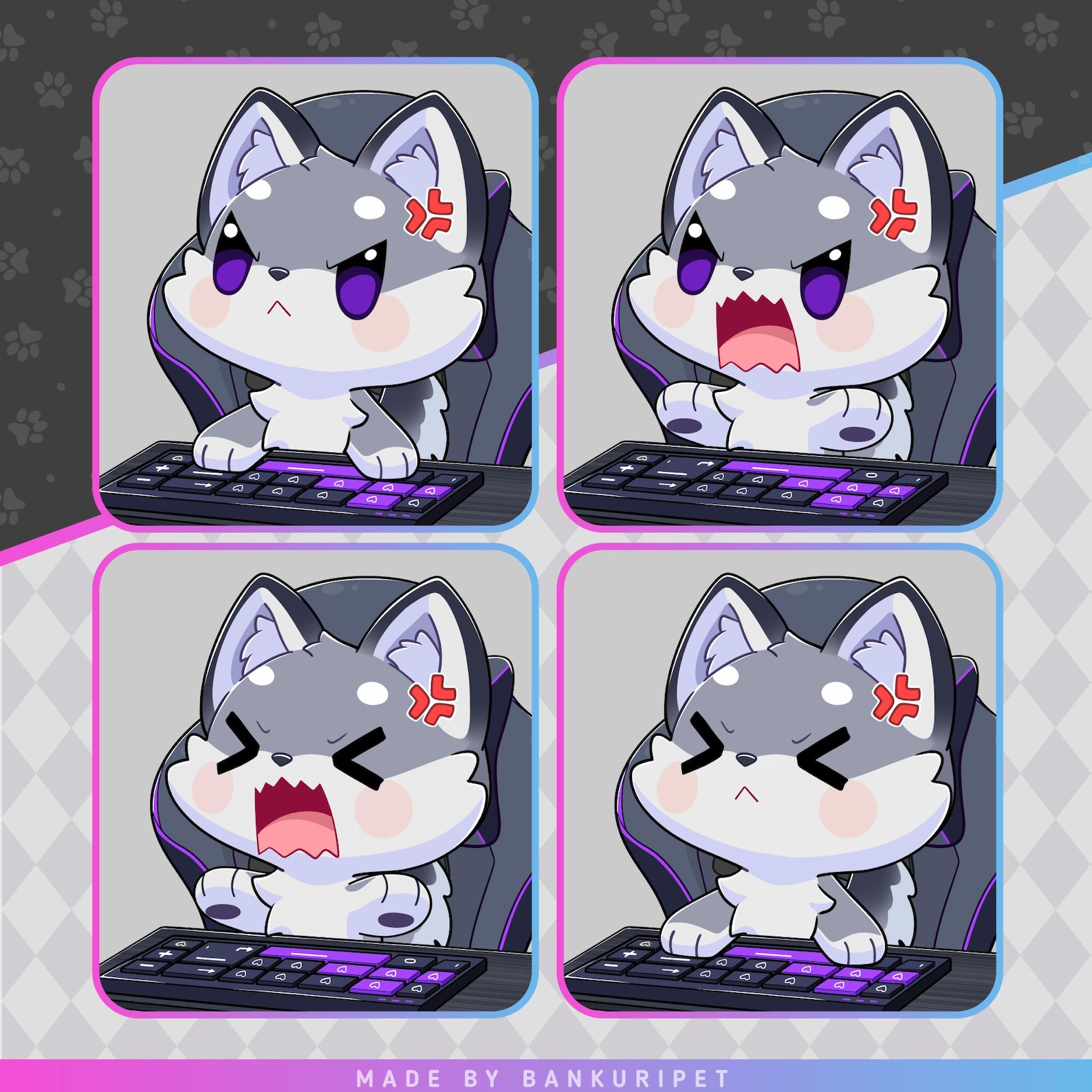 Gamer Wolf Pngtuber | Avatar for Streaming Twitch, Discord and Youtube ...