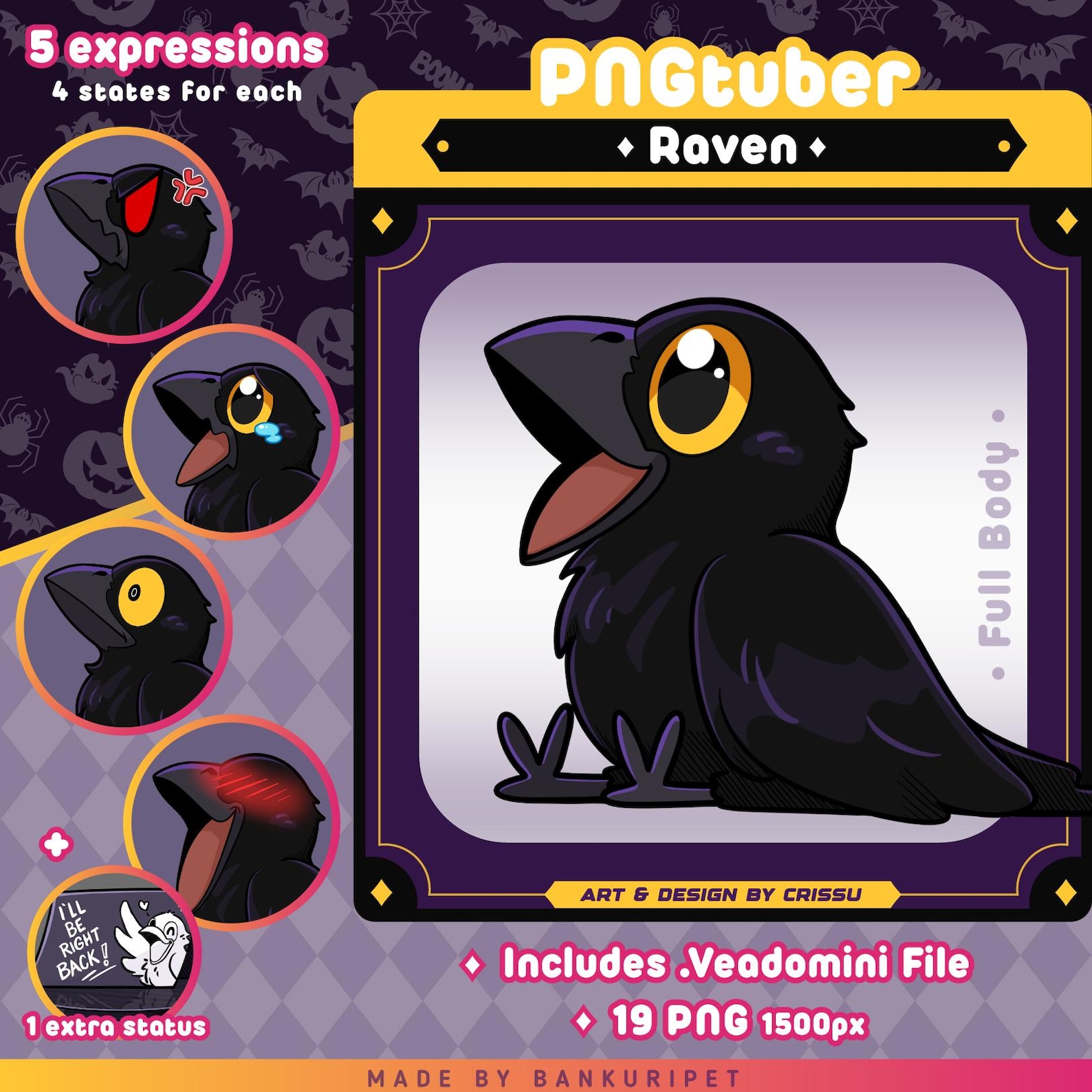 Black Raven Pngtuber | Avatar for Streaming Twitch, Discord and Youtube ...