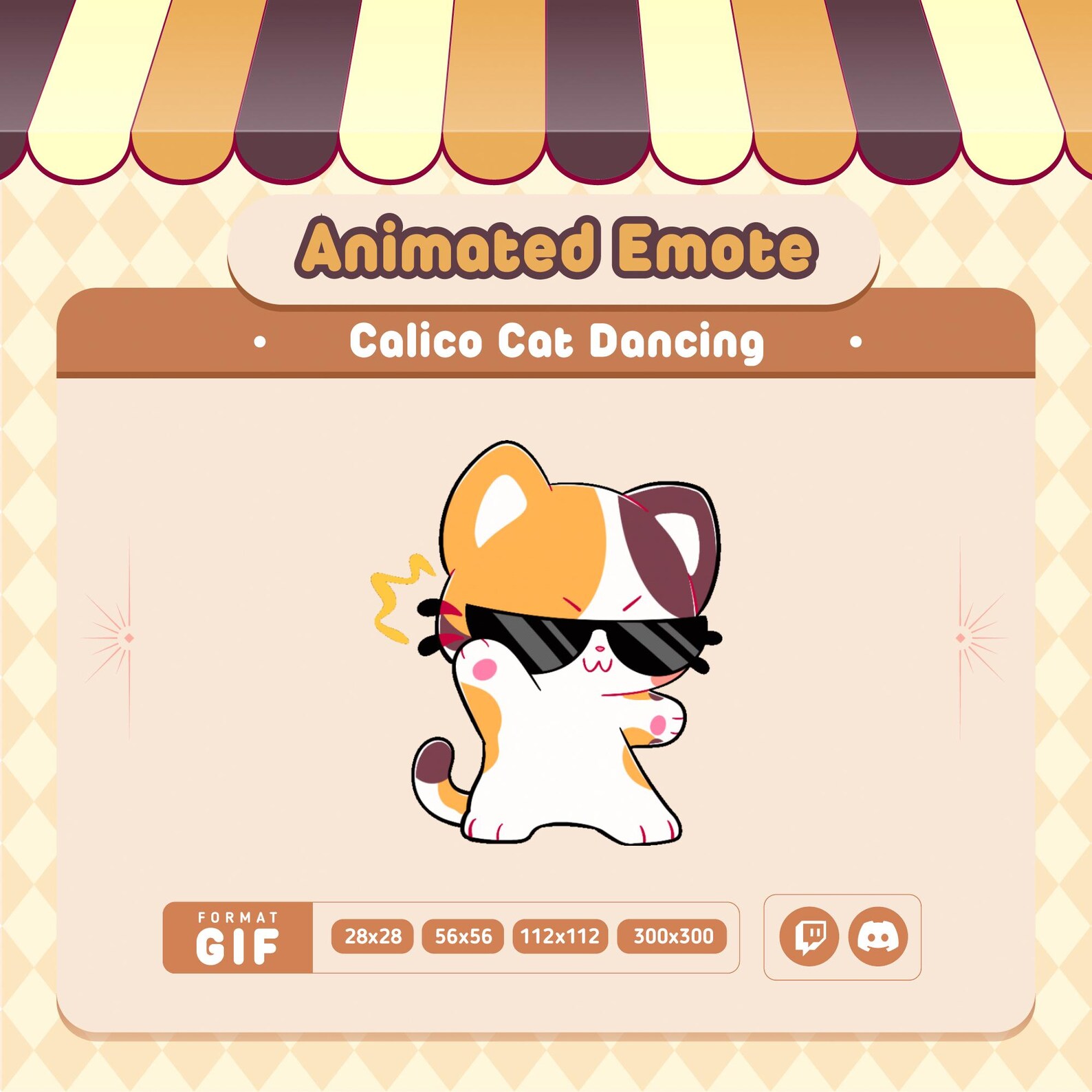 Animated Calico Cat Dancing Emote / Dancing Cat / Twitch / Discord ...