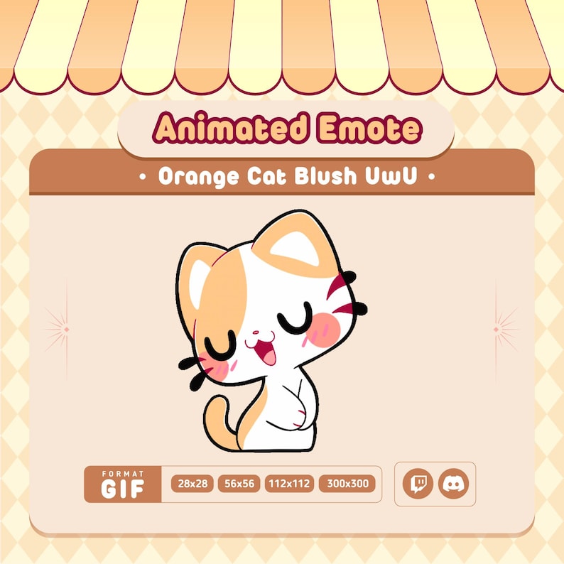 Animated Orange Cat Blush Uwu Emote / Cute Uwu Cat / Funny Cat / Twitch ...