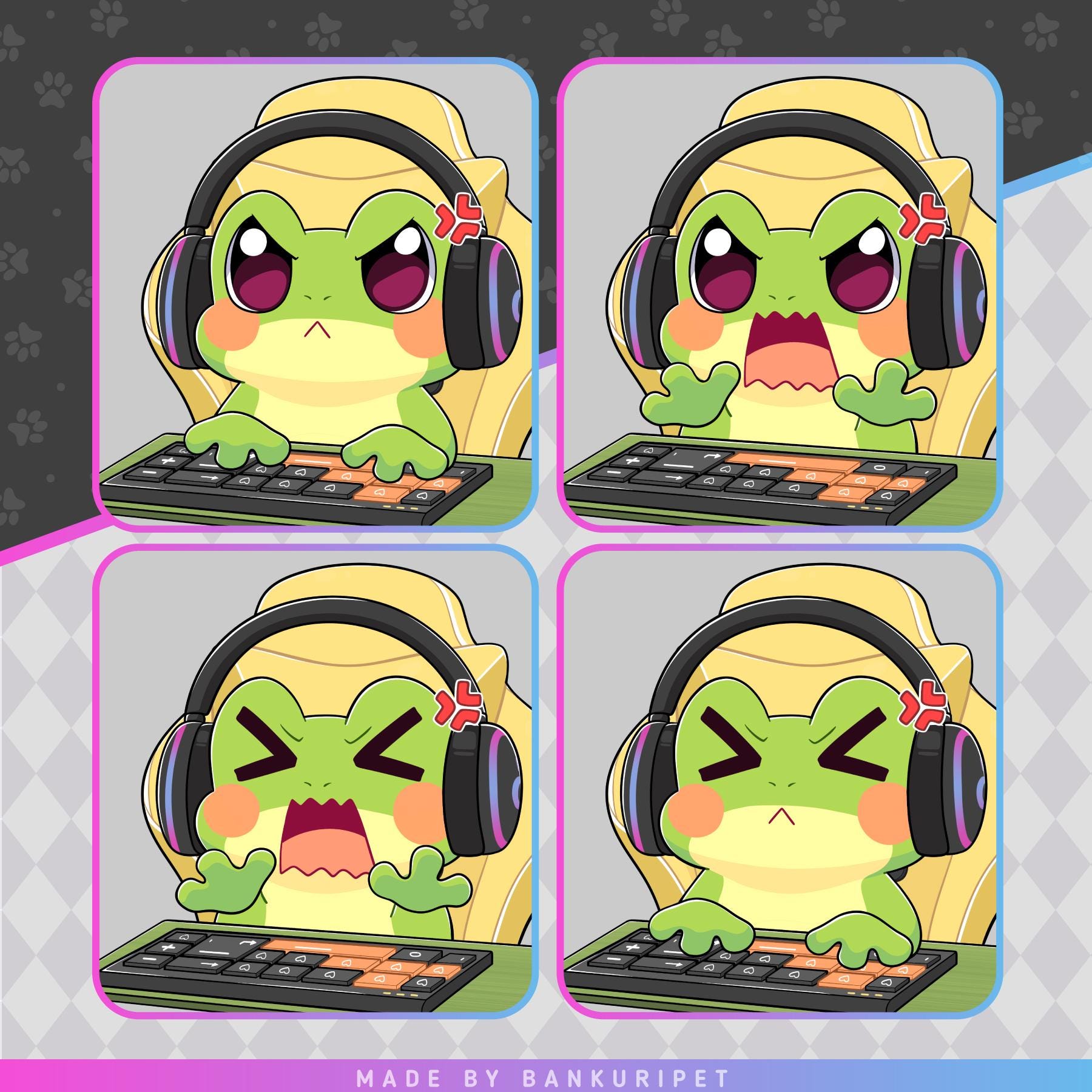 Gamer Frog Pngtuber | Cute Frog | Twitch Streaming Avatar | Vtuber Assets | Funny Pngtuber ...