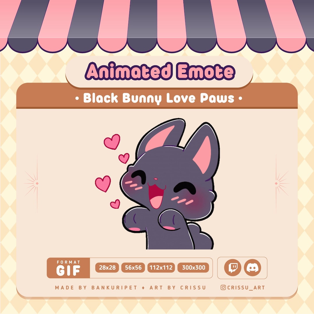 Animated Black Bunny Love Paws Emote / Love Cute Bunny / Paws Bunny ...