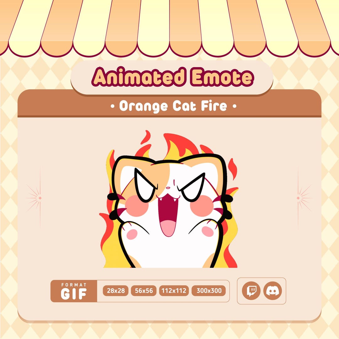 Animated Orange Cat on Fire Emote / Hellmo Cat / Funny Cat Emote ...