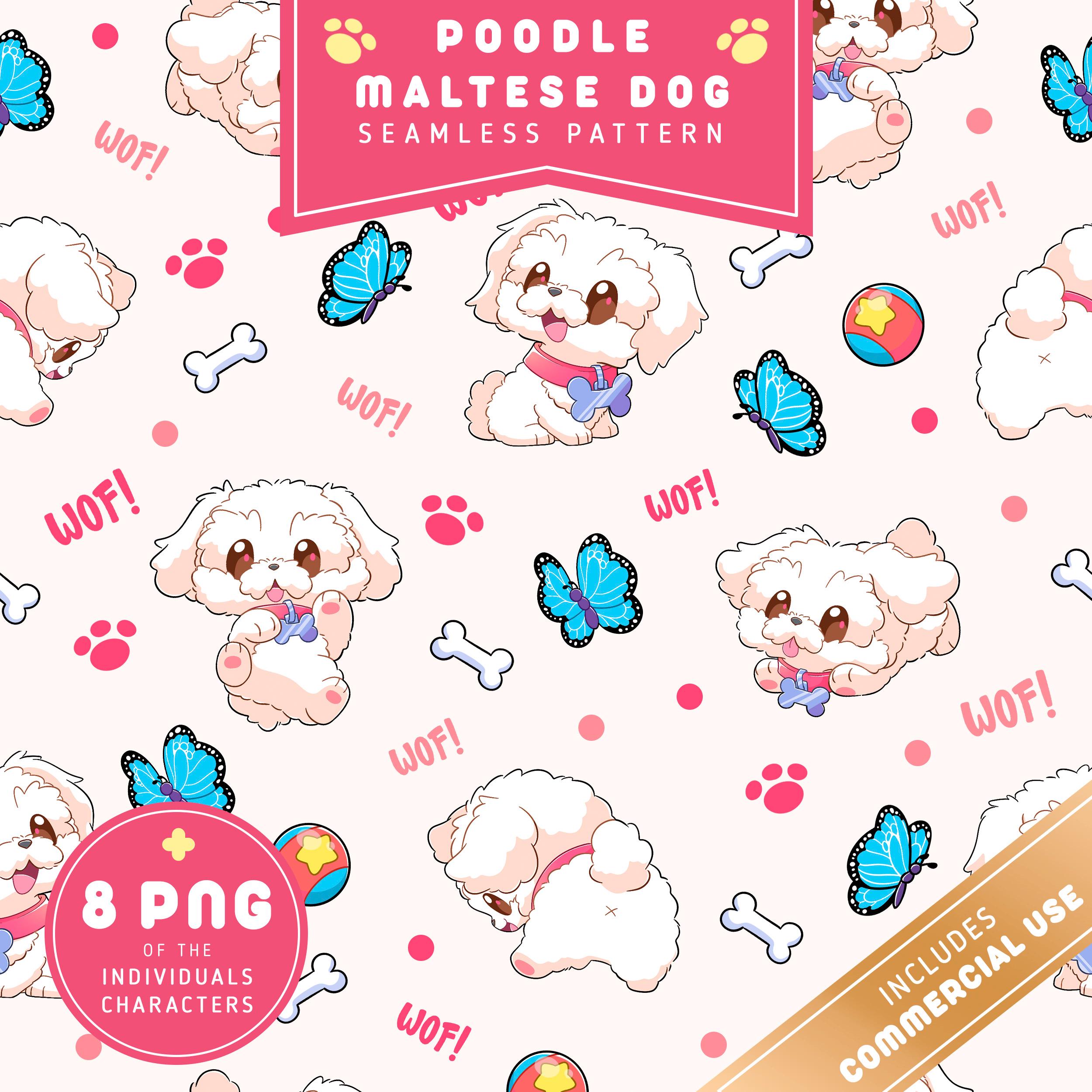 Poodle Maltese Pattern | Commercial Use | Seamless Pattern | Poodle ...