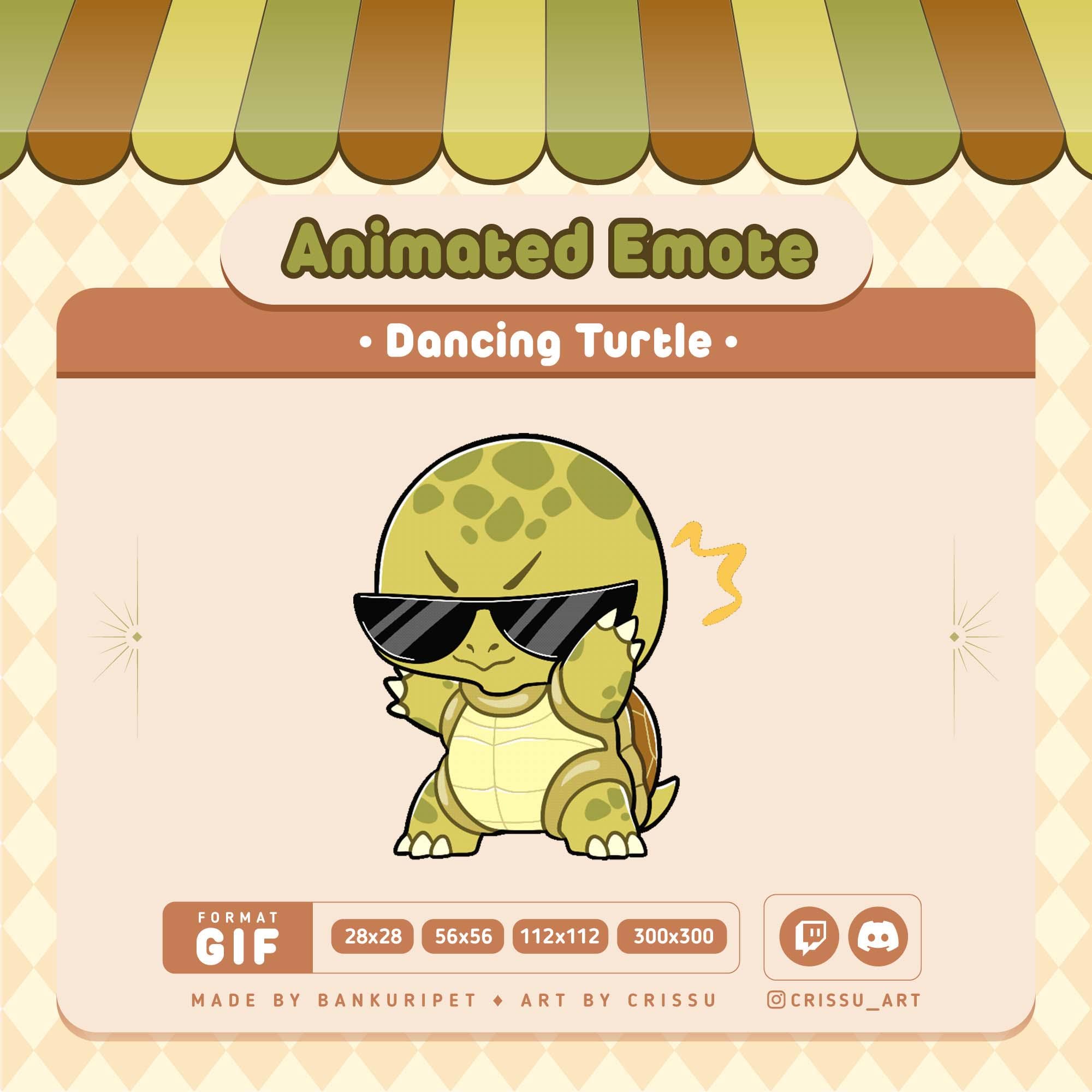 Animated Dancing Turtle Emote | Cute Turtle With Glasses | Animated ...