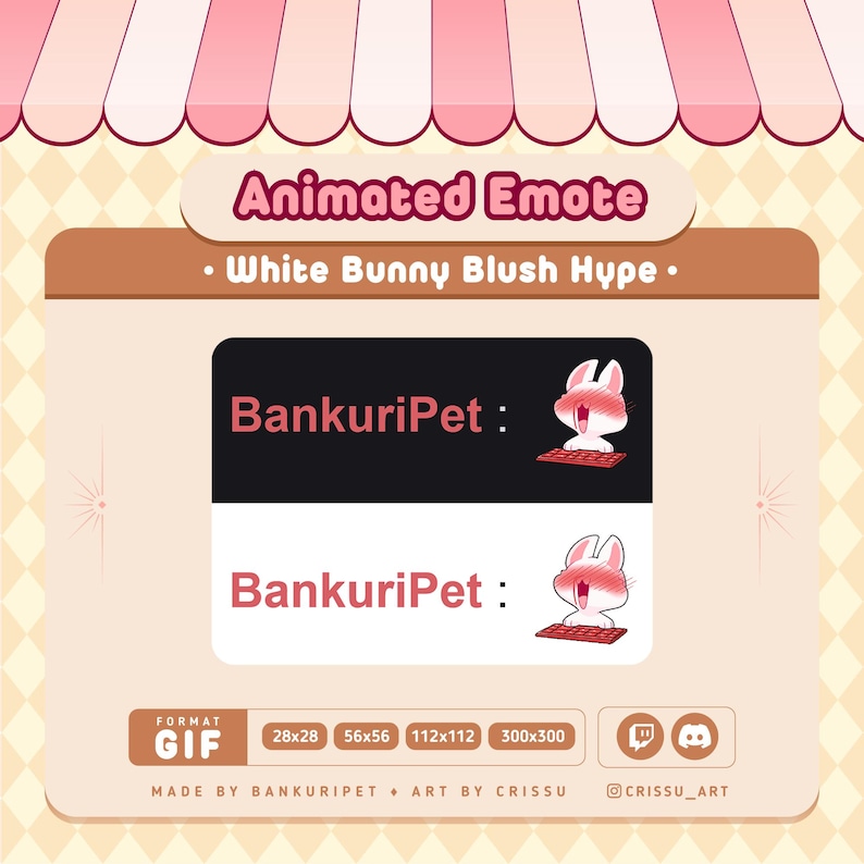 Animated White Bunny Blush Hype Emote / Hype Bunny / Blushing Bunny ...