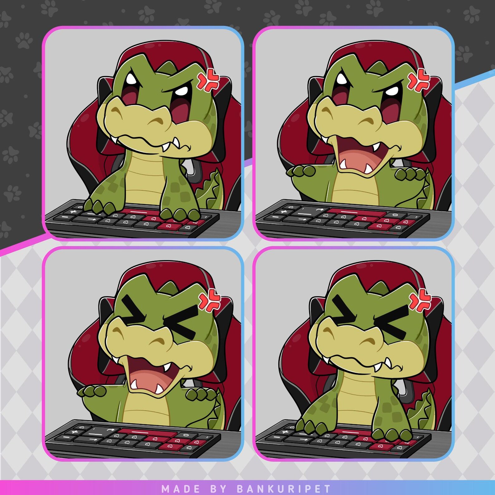 Gamer Crocodile Pngtuber | Avatar for Streaming Twitch, Discord and ...