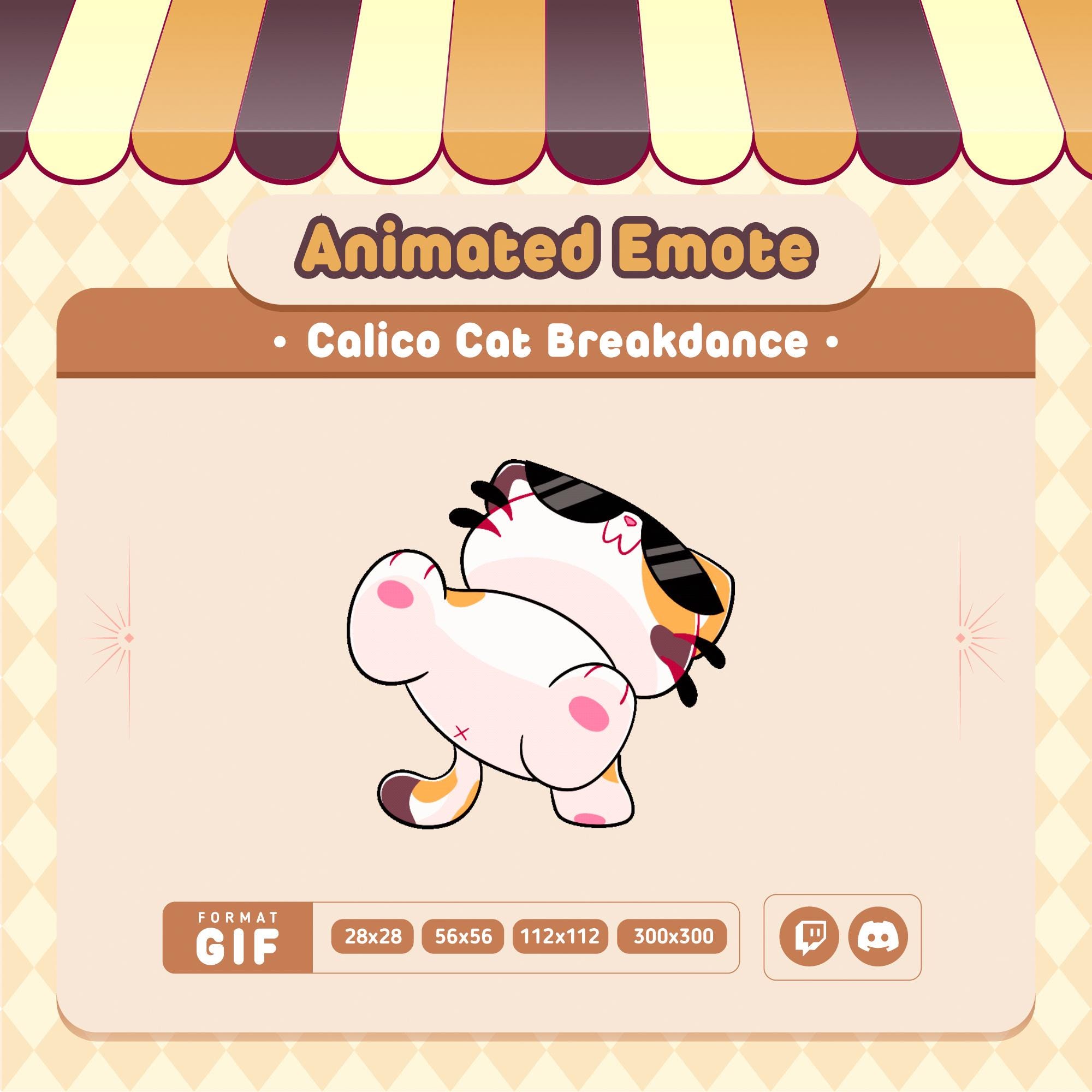 Animated Calico Cat Breakdance Emote / Dancing Cat / Twitch / Discord ...