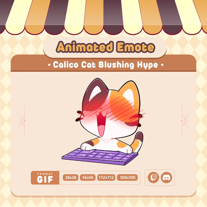 Animated Calico Cat Blush Hype Emote / Hype Cat / Twitch / Discord ...