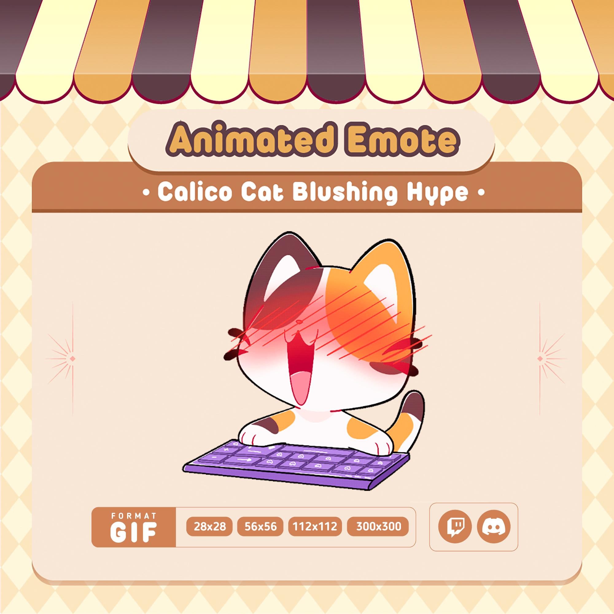 Animated Calico Cat Blush Hype Emote / Hype Cat / Twitch / Discord ...