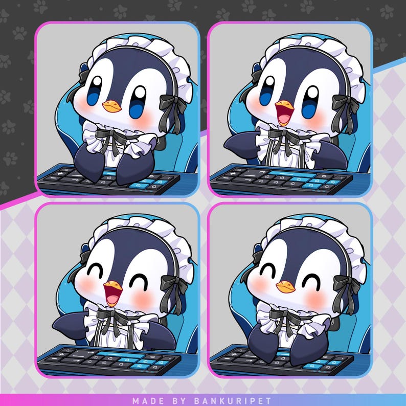 Gamer Maid Penguin Pngtuber | Avatar for Streaming Twitch, Discord and ...