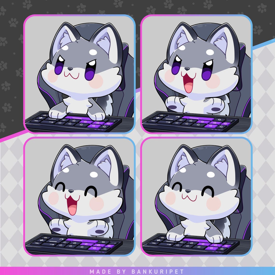 Gamer Wolf Pngtuber | Avatar for Streaming Twitch, Discord and Youtube ...