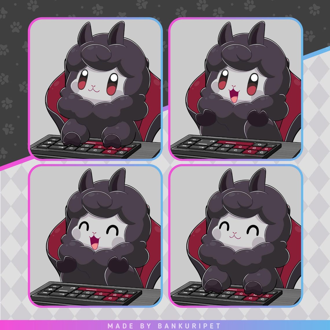 Gamer Black Alpaca Pngtuber | Cute Alpaca | Twitch Streaming Avatar ...