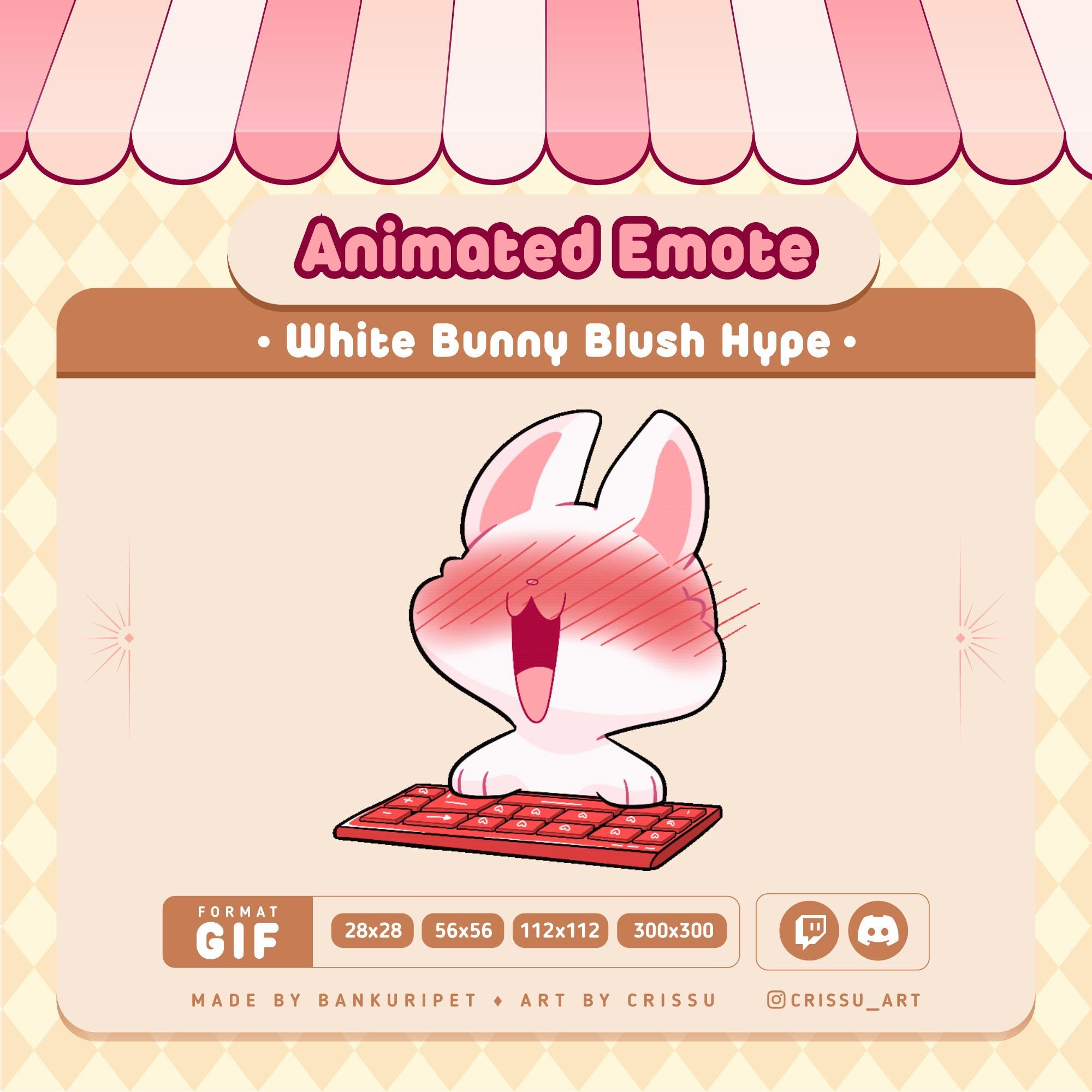 Animated White Bunny Blush Hype Emote / Hype Bunny / Blushing Bunny ...