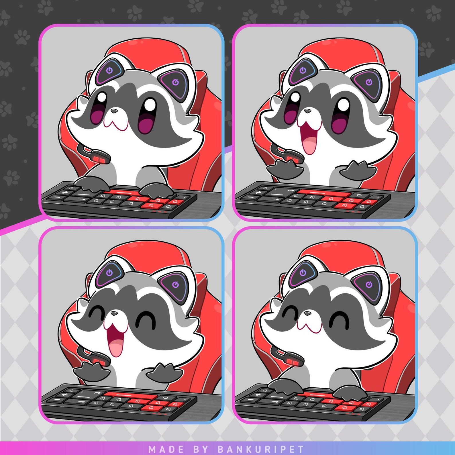 Gamer Raccoon Pngtuber | Cute Raccoon | Twitch Streaming Avatar ...
