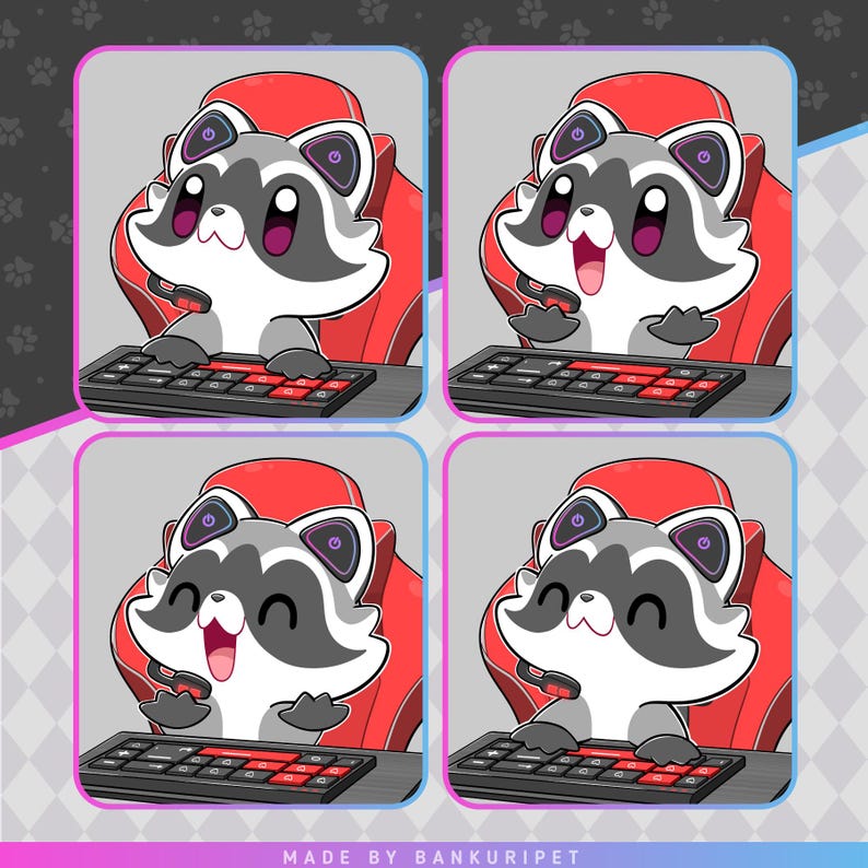 Gamer Raccoon Pngtuber | Cute Raccoon | Twitch Streaming Avatar ...