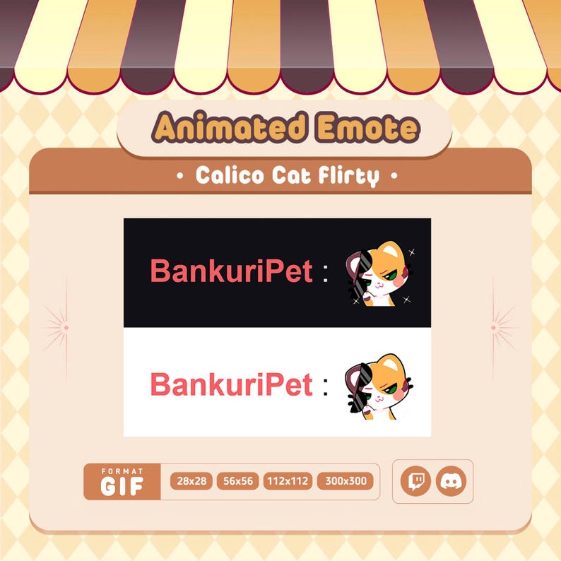 Animated Calico Cat Flirty Emote / Cool Cat / Twitch / Discord / Kawaii ...