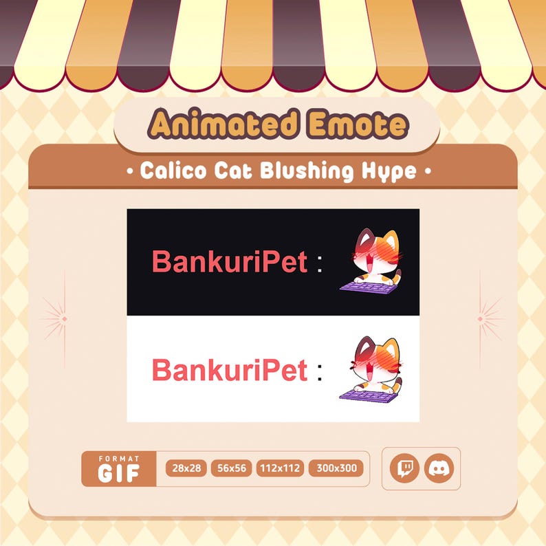 Animated Calico Cat Blush Hype Emote / Hype Cat / Twitch / Discord ...