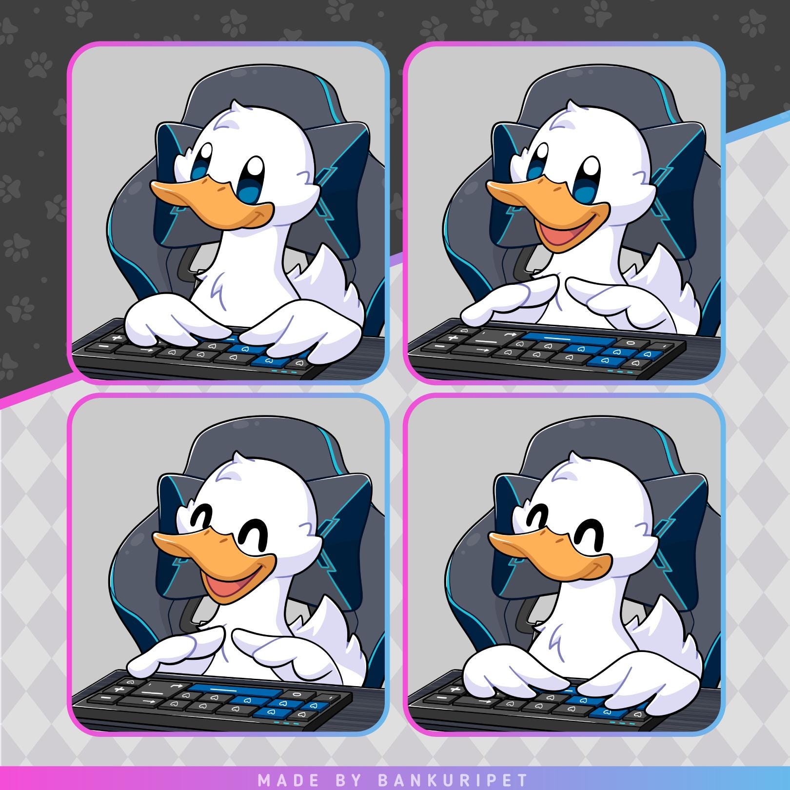 Gamer White Duck Pngtuber | Cute Duck | Twitch Streaming Avatar ...