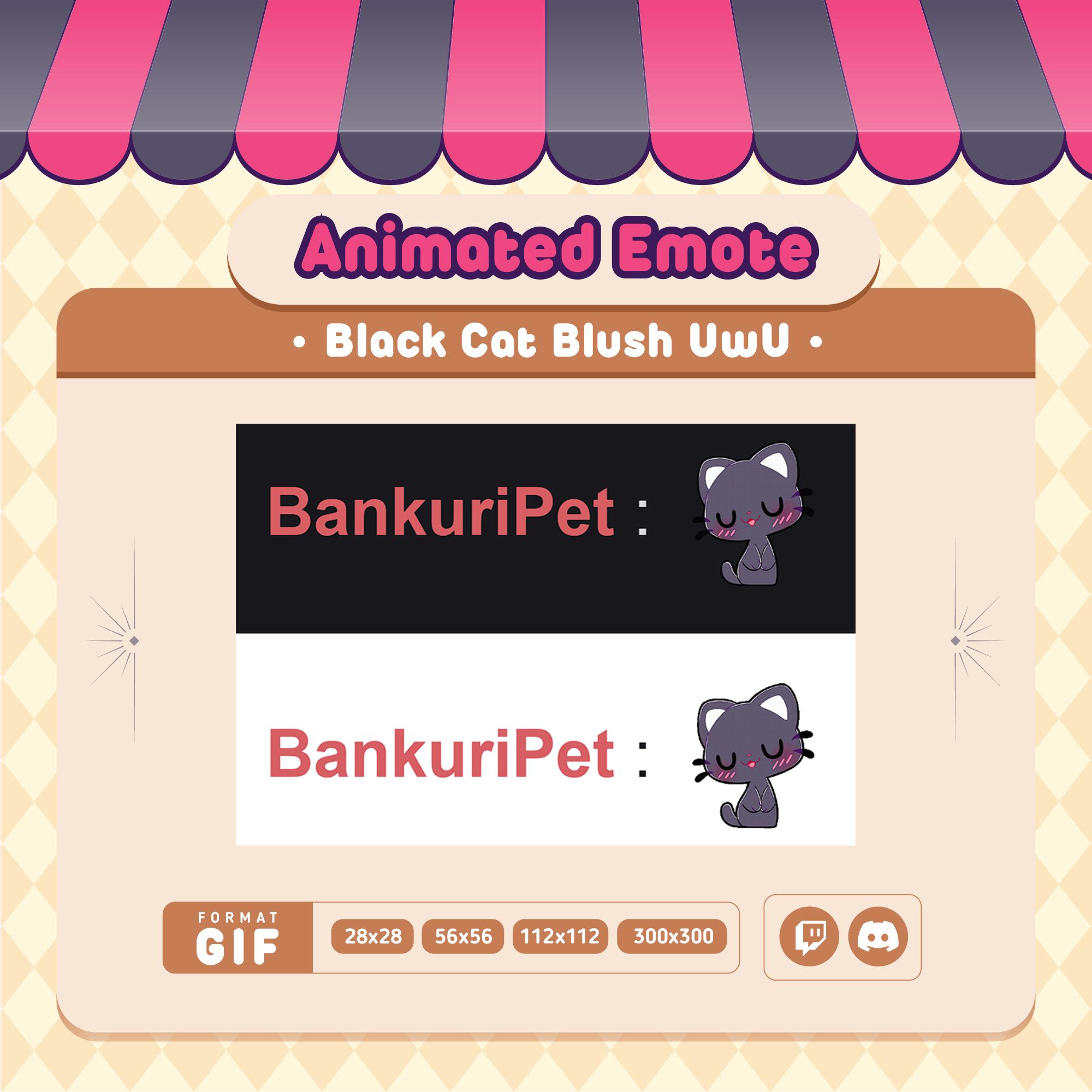 Animated Black Cat Blush Uwu Emote / Cute Uwu Cat / Funny Cat / Twitch ...