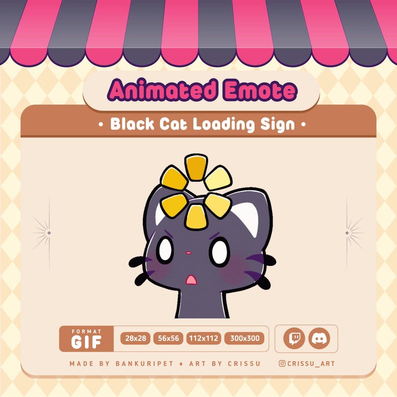 Animated Black Cat Loading Sign Emote / Confused Cat / What? Cat ...