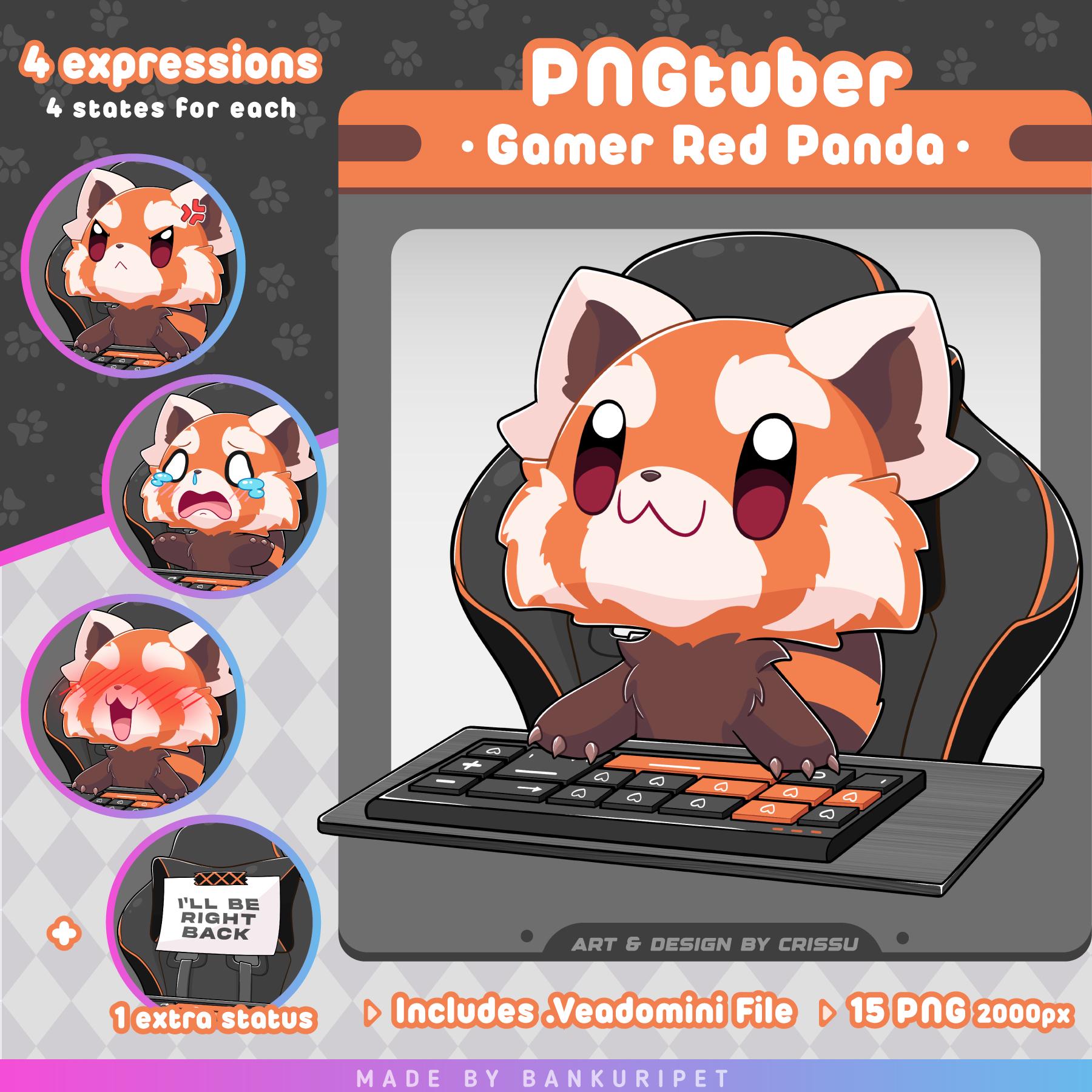 Gamer Red Panda Pngtuber | Cute Redpanda | Twitch Streaming Avatar ...