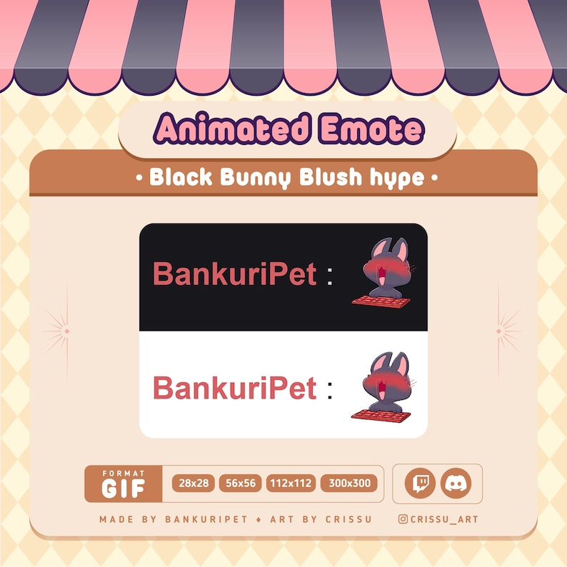 Animated Black Bunny Blush Hype Emote / Hype Bunny / Blushing Bunny ...