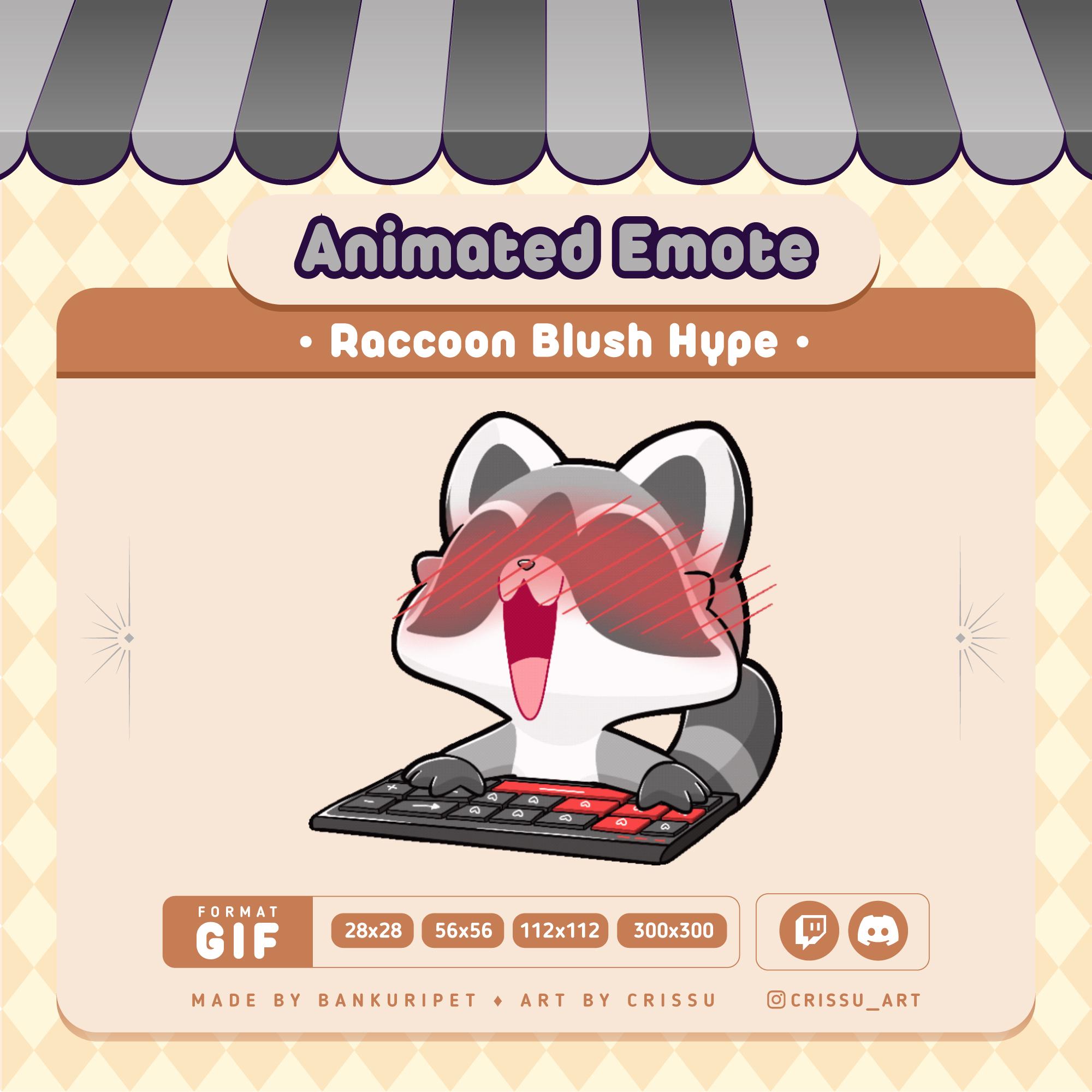 Animated Raccoon Blush Hype Emote / Hype Raccoon / Blushing Raccoon ...