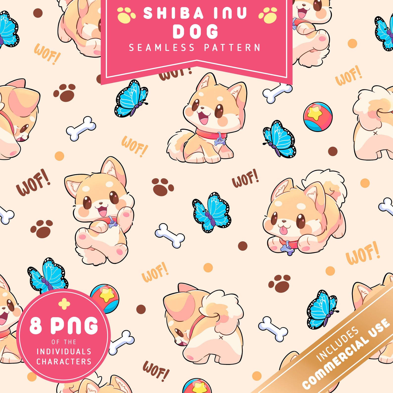 Shiba Inu Pattern | Commercial Use | Seamless Pattern | Shiba Inu Dog ...