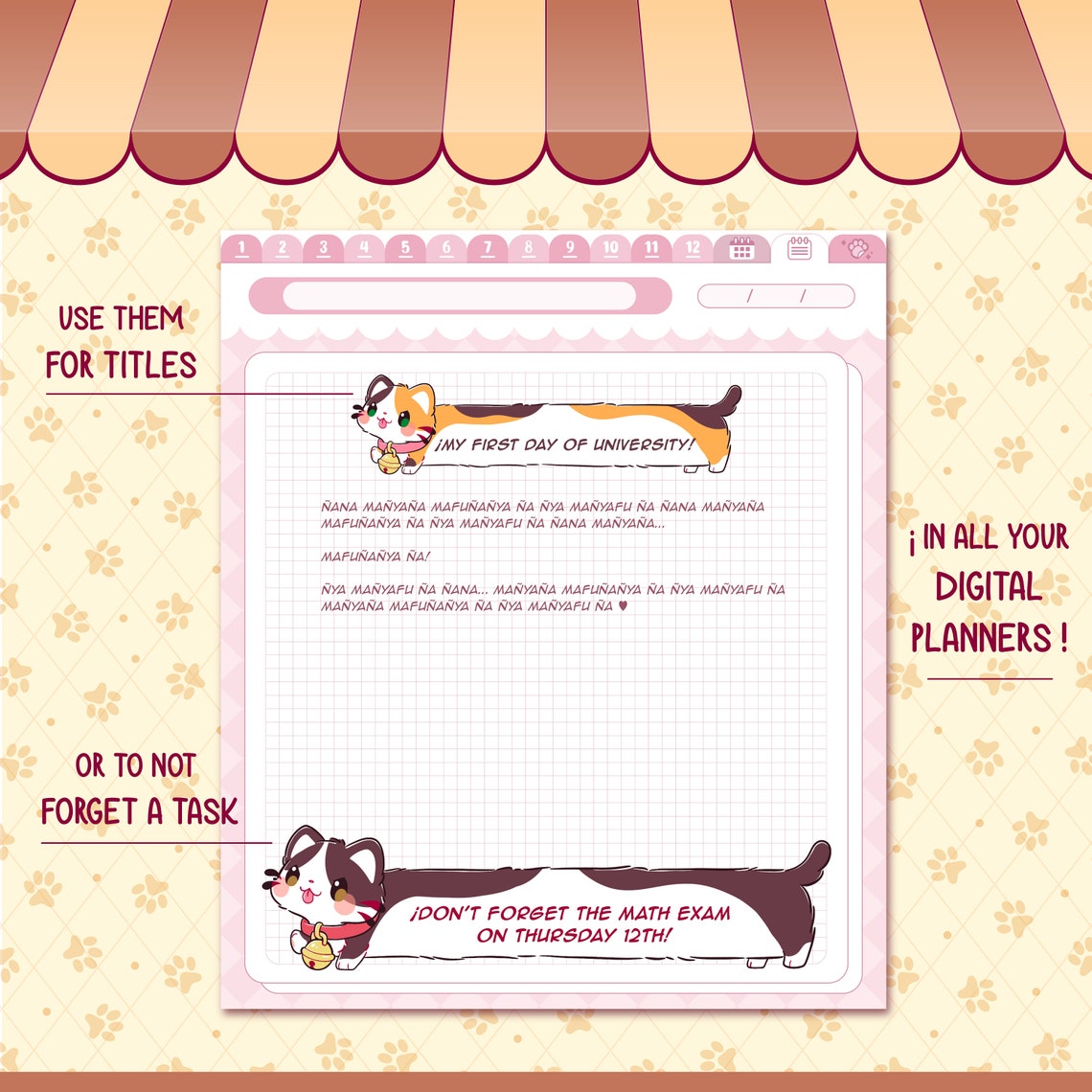 Cute Memo Cats / Digital / Goodnotes / Memo Pad / Planner / Kawaii ...