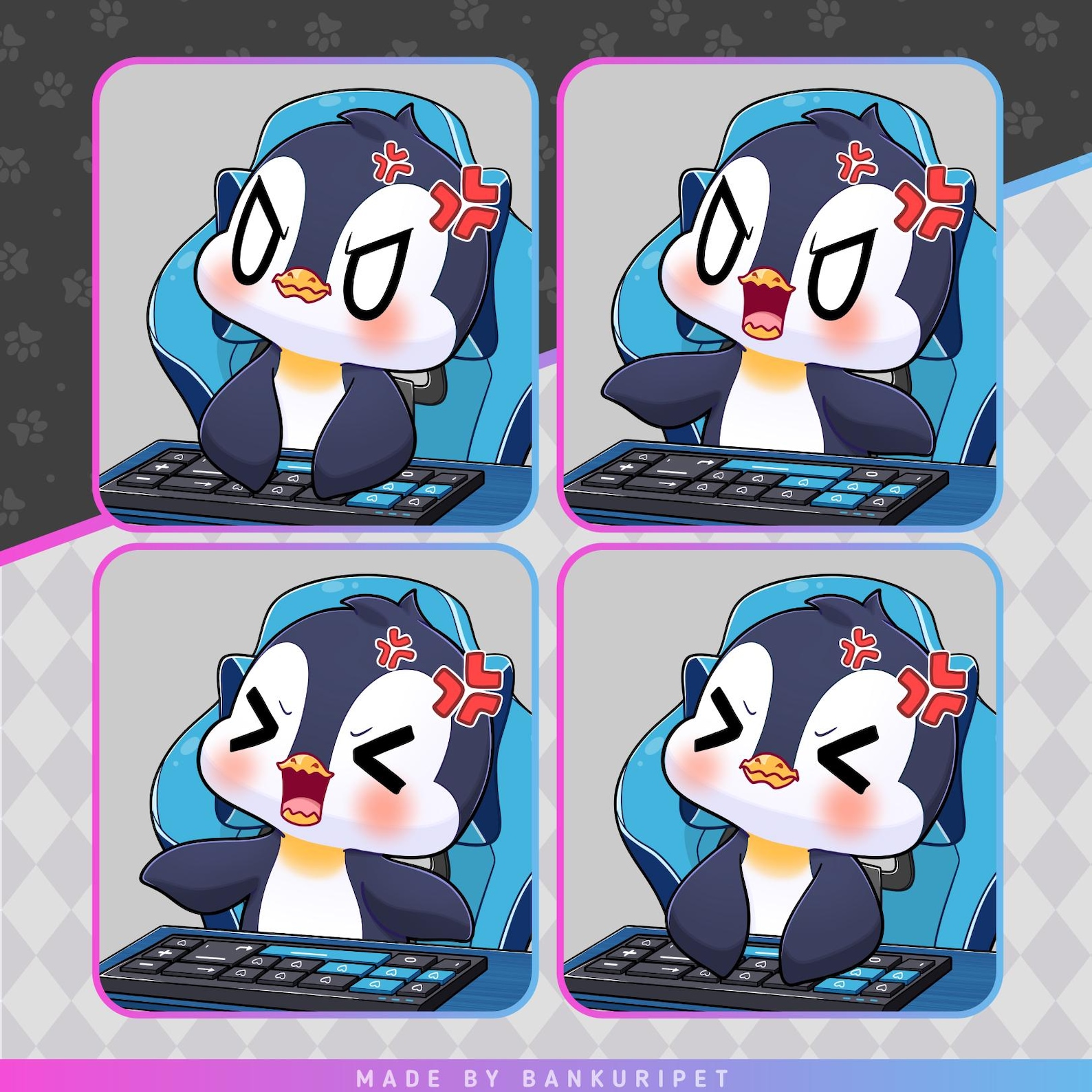 Gamer Penguin Pngtuber | Avatar for Streaming Twitch, Discord and ...
