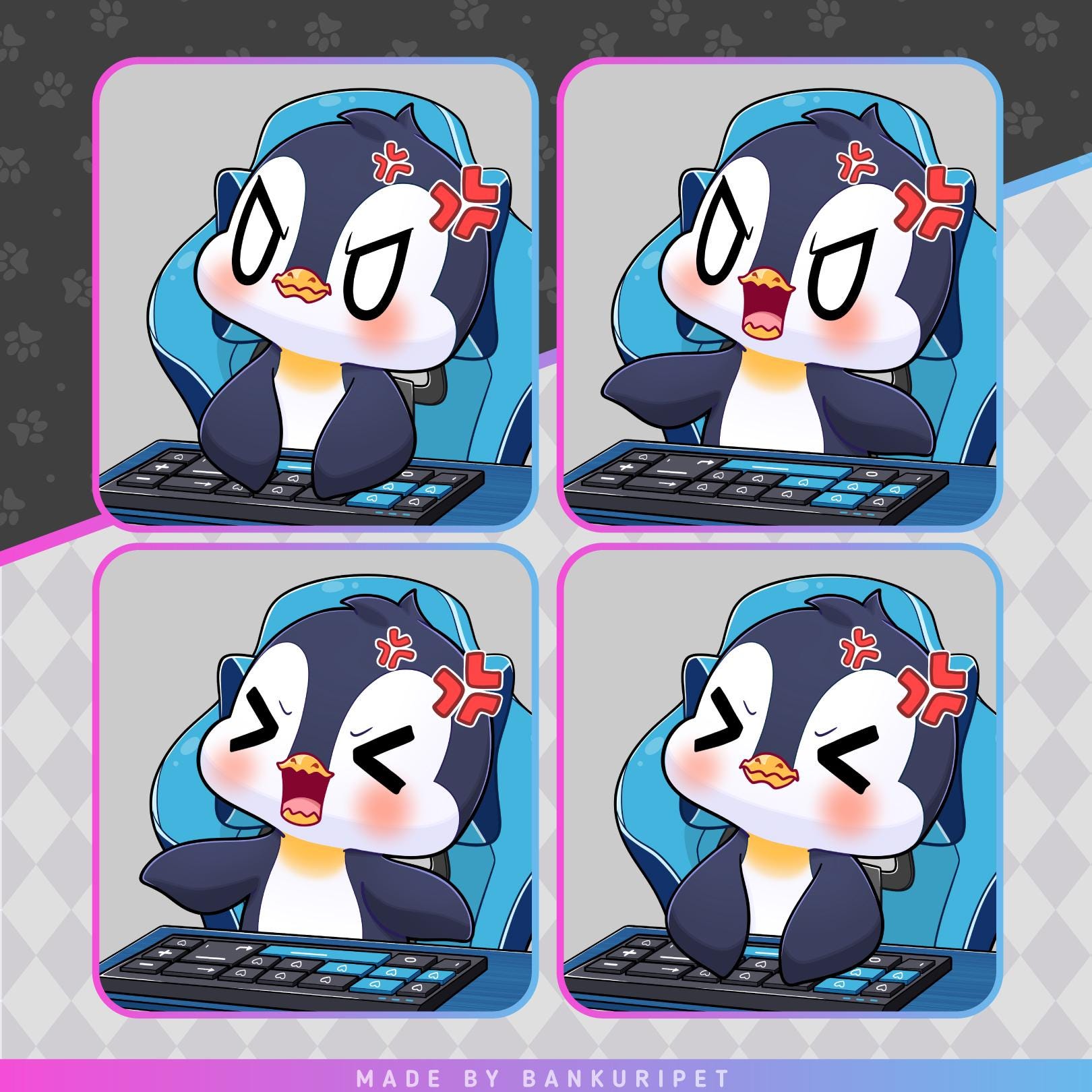 Gamer Penguin Pngtuber | Avatar for Streaming Twitch, Discord and ...